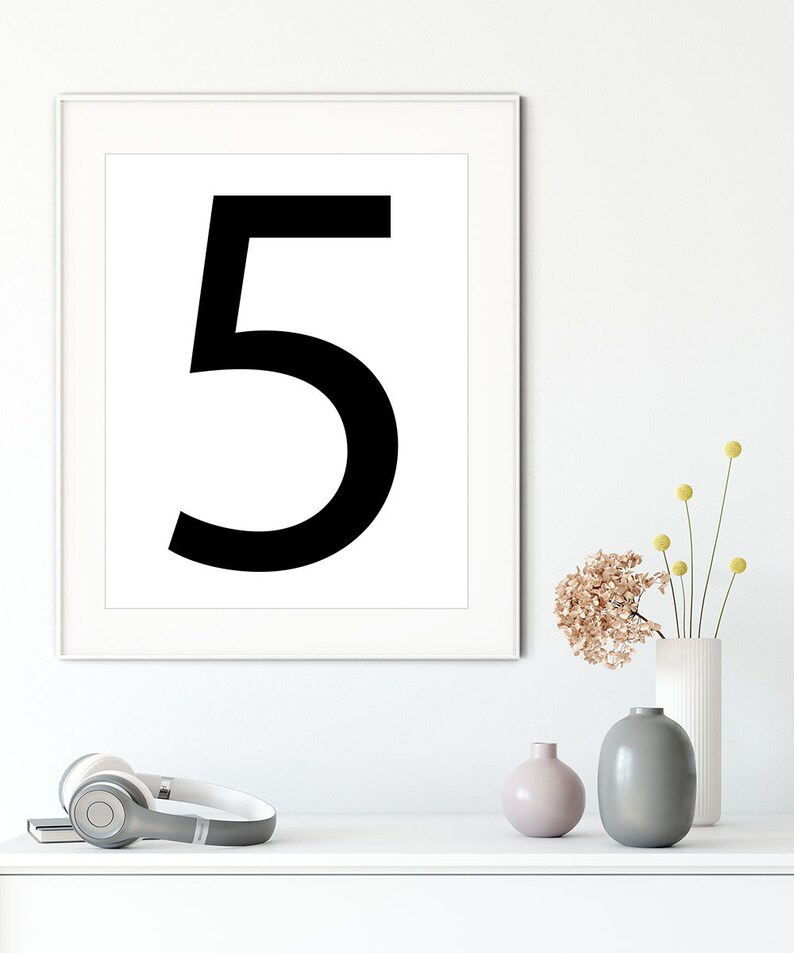 Number 5 Printable Numbers Sign Digital Download Number Five - Etsy
