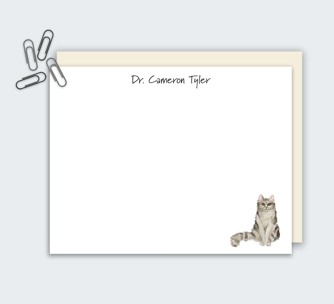 Veterinarian Gift Personalized Stationery Cat Custom Note Cards Name ...