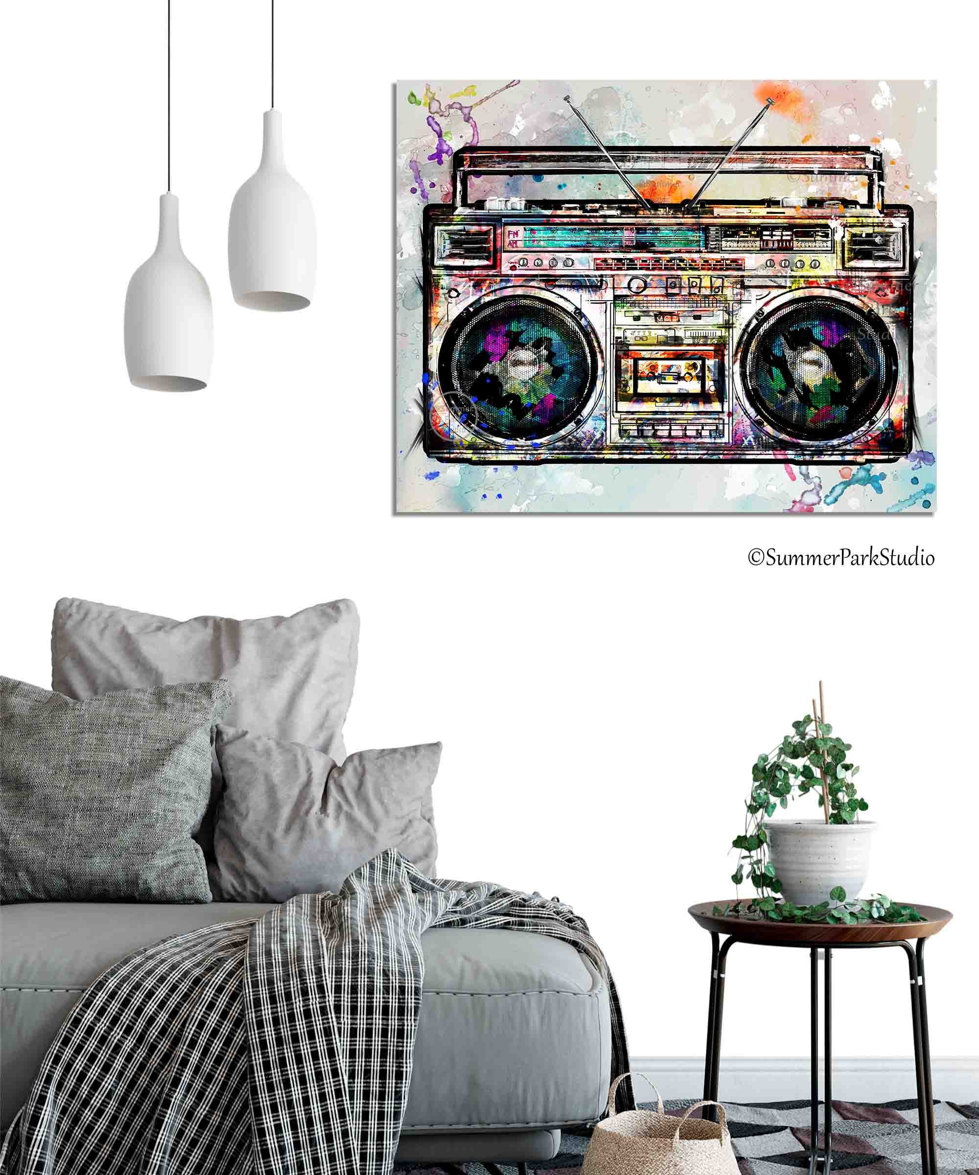 Graffiti Wall Art Large Boombox Radio Music Art Dancer Wall Art ...
