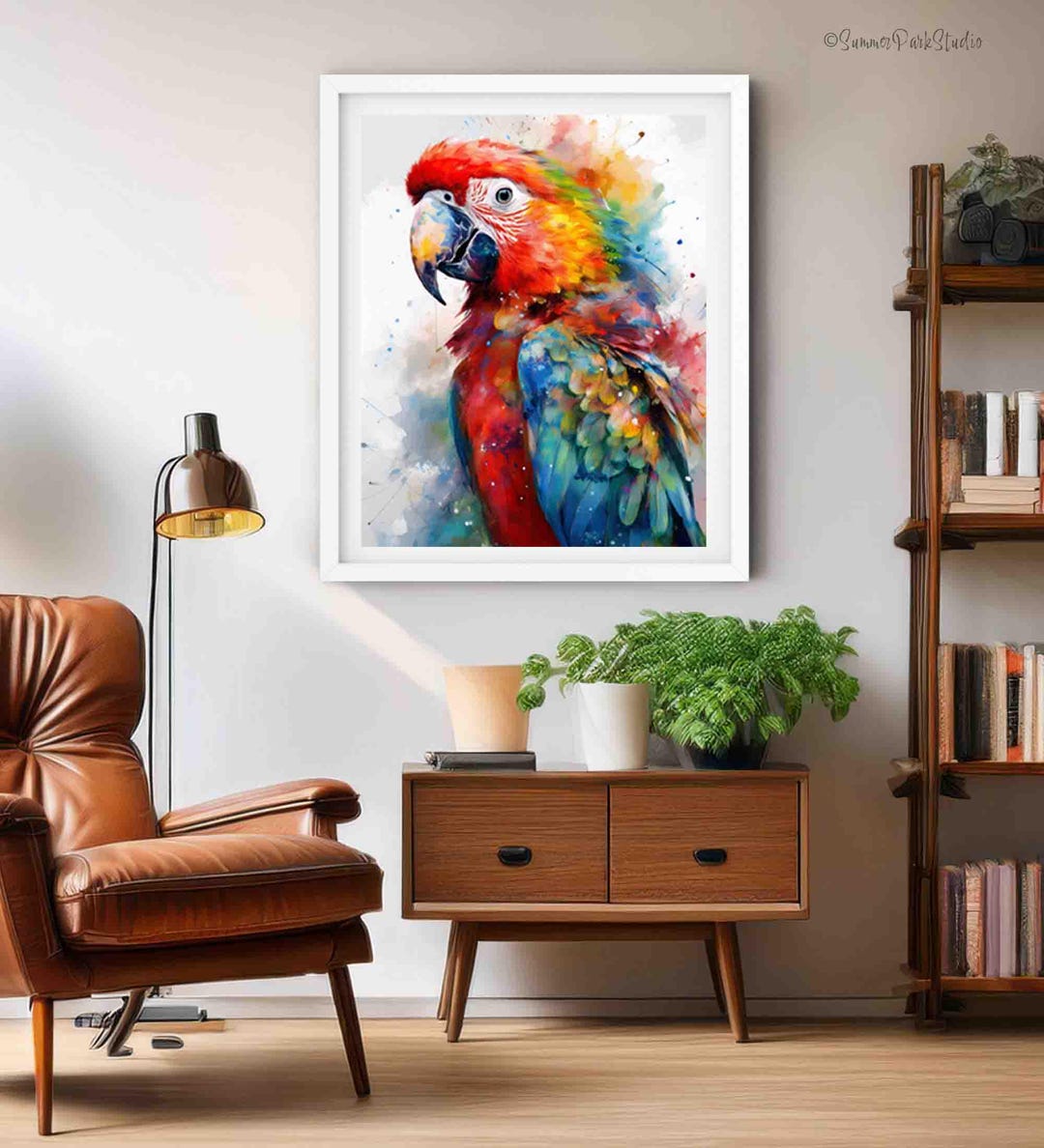 Watercolor Macaw Art Print: Tropical Bird Wall Decor - Etsy