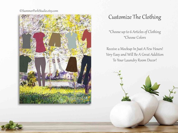 Custom Laundry Room Wall Art Personalized Laundry Line Art - Etsy