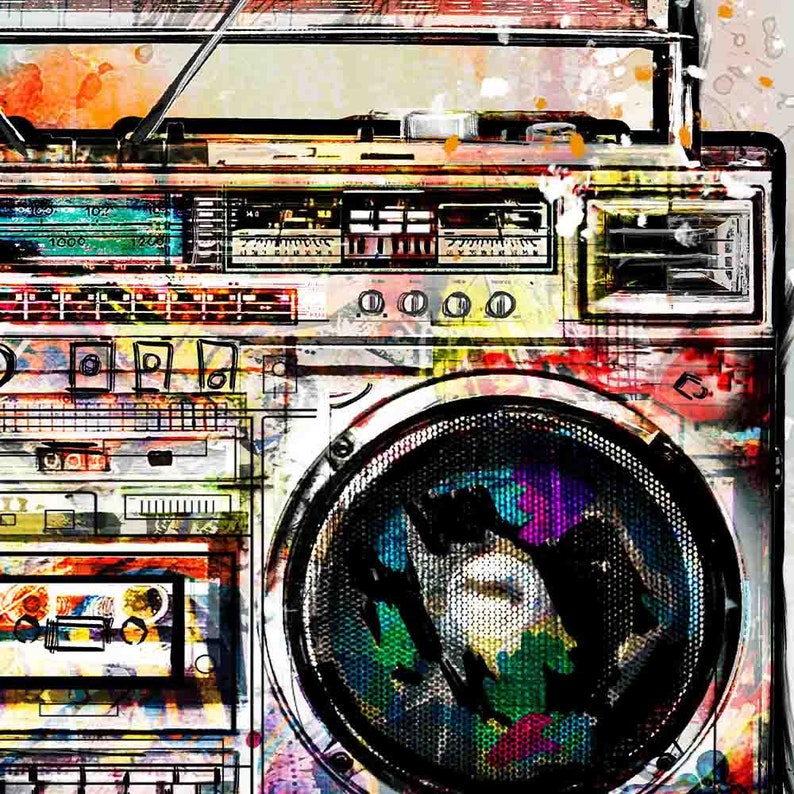 Graffiti Wall Art Large Boombox Radio Music Art Dancer Wall - Etsy