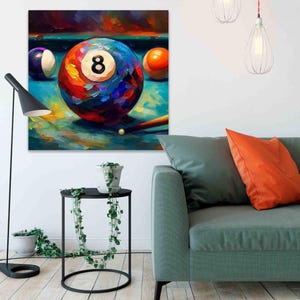 Eight Ball Billiard Ball Art Pool Table Room Décor Billiard Player Gift ...