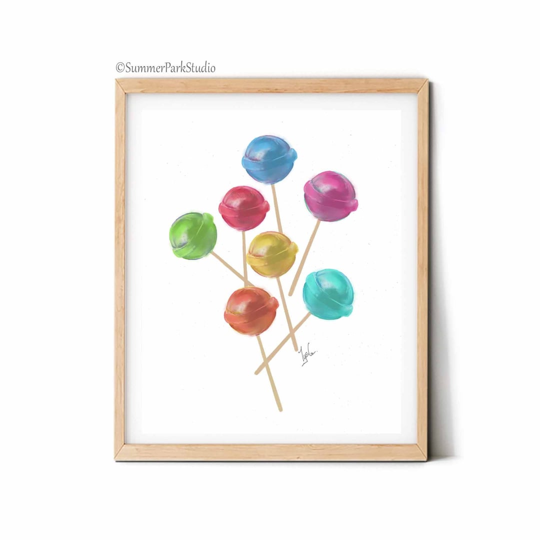Lollipop Art Print Candy Wall Art Lollipops Decor Sugar Sweets Art ...