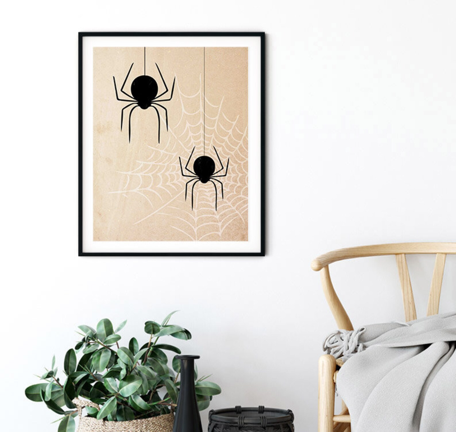 Spiders on Vintage Style Paper Background With Spider Web - Etsy