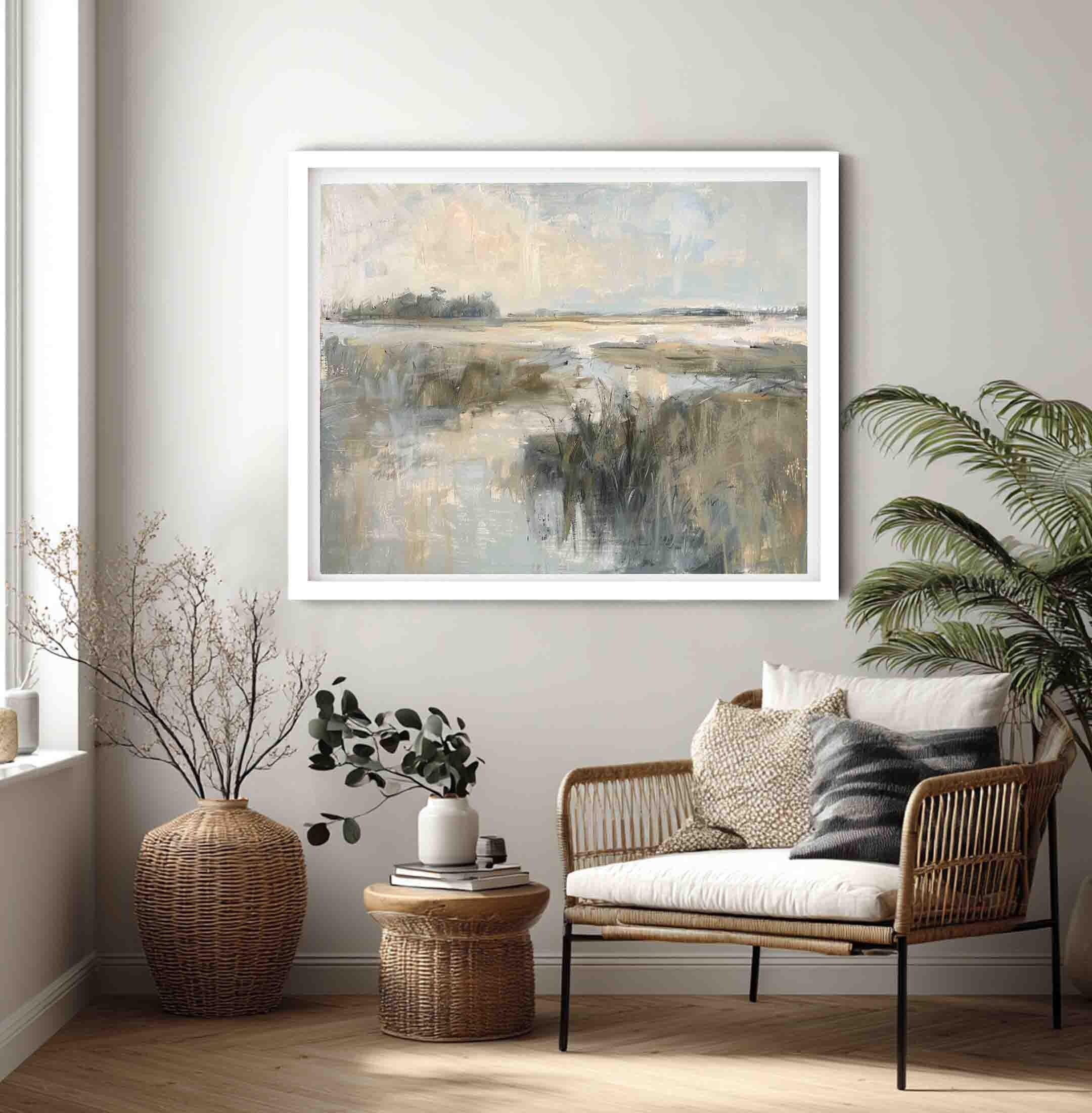 Coastal Marsh Art Print: Neutral Carolina Lowcountry Landscape - Etsy