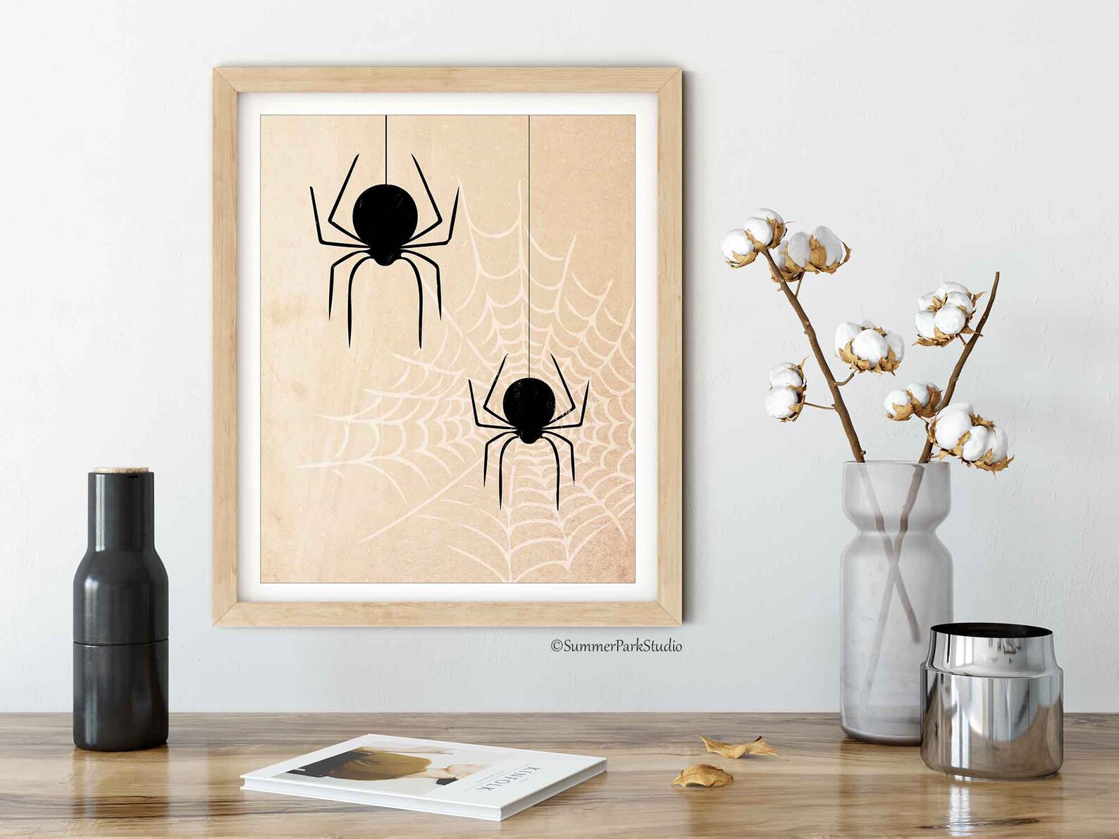 Spiders on Vintage Style Paper Background With Spider Web - Etsy
