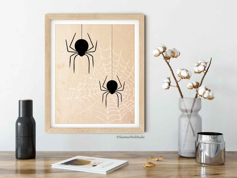 Spiders on Vintage Style Paper Background With Spider Web - Etsy