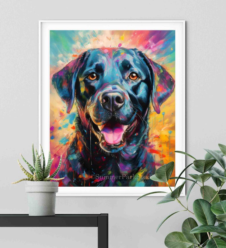 Black Lab Art Print: Vibrant Labrador Dog Wall Decor (paper or Canvas ...