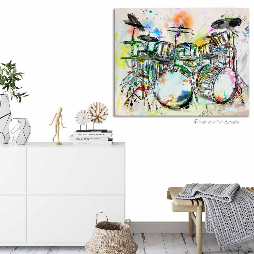 Drum Set Wall Art Paper Prints or Readymade Canvas Drums Art Music ...
