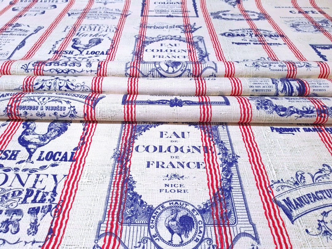 Vintage Paris Script Fabric: French Label Silhouette Print by the Yard ...
