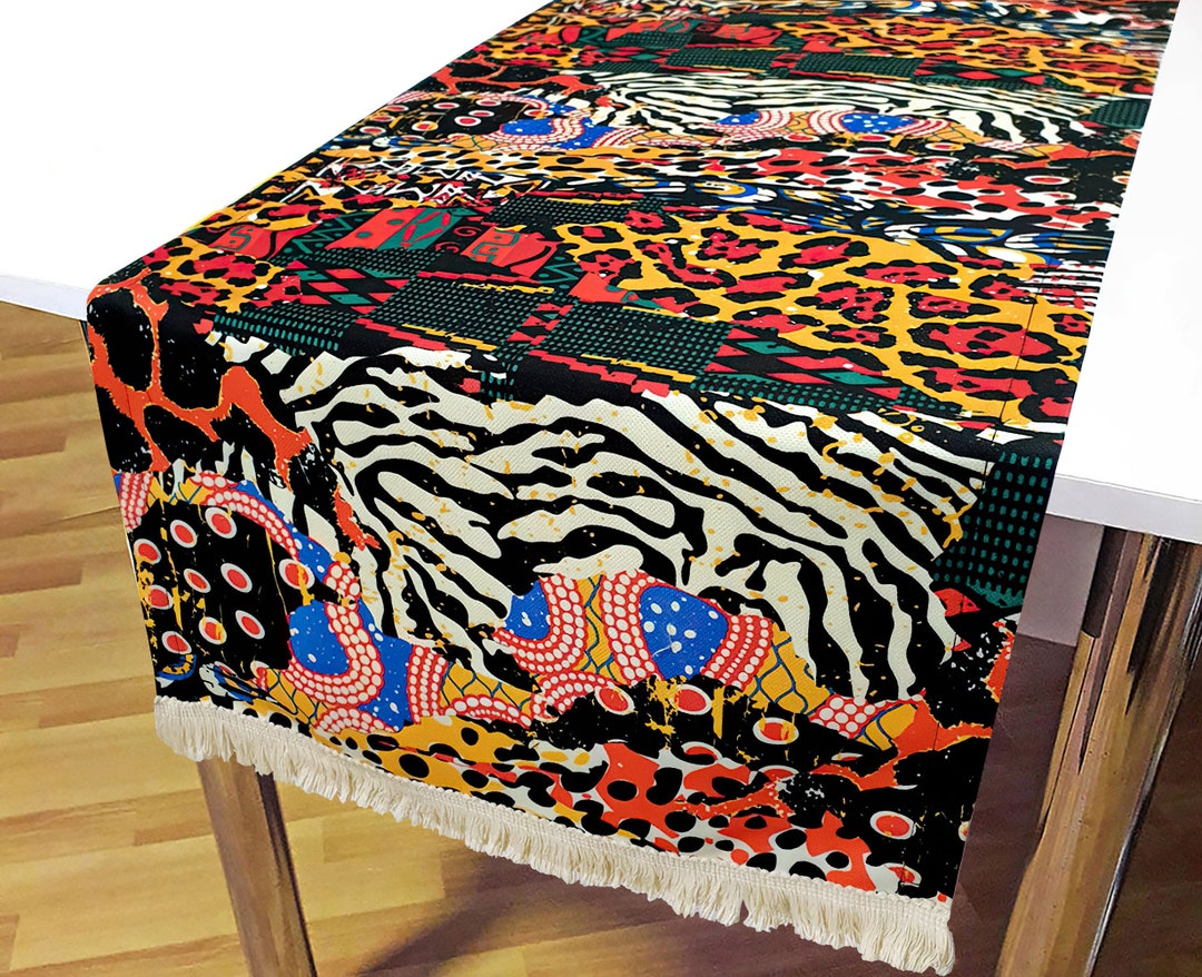 Safari Animal Print Table Runner: Exotic African Decor With Tassels - Etsy