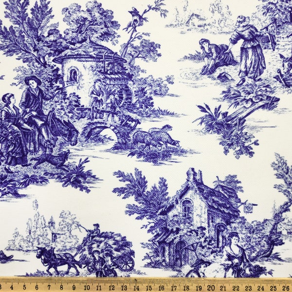 Blue Toile Fabric - Etsy