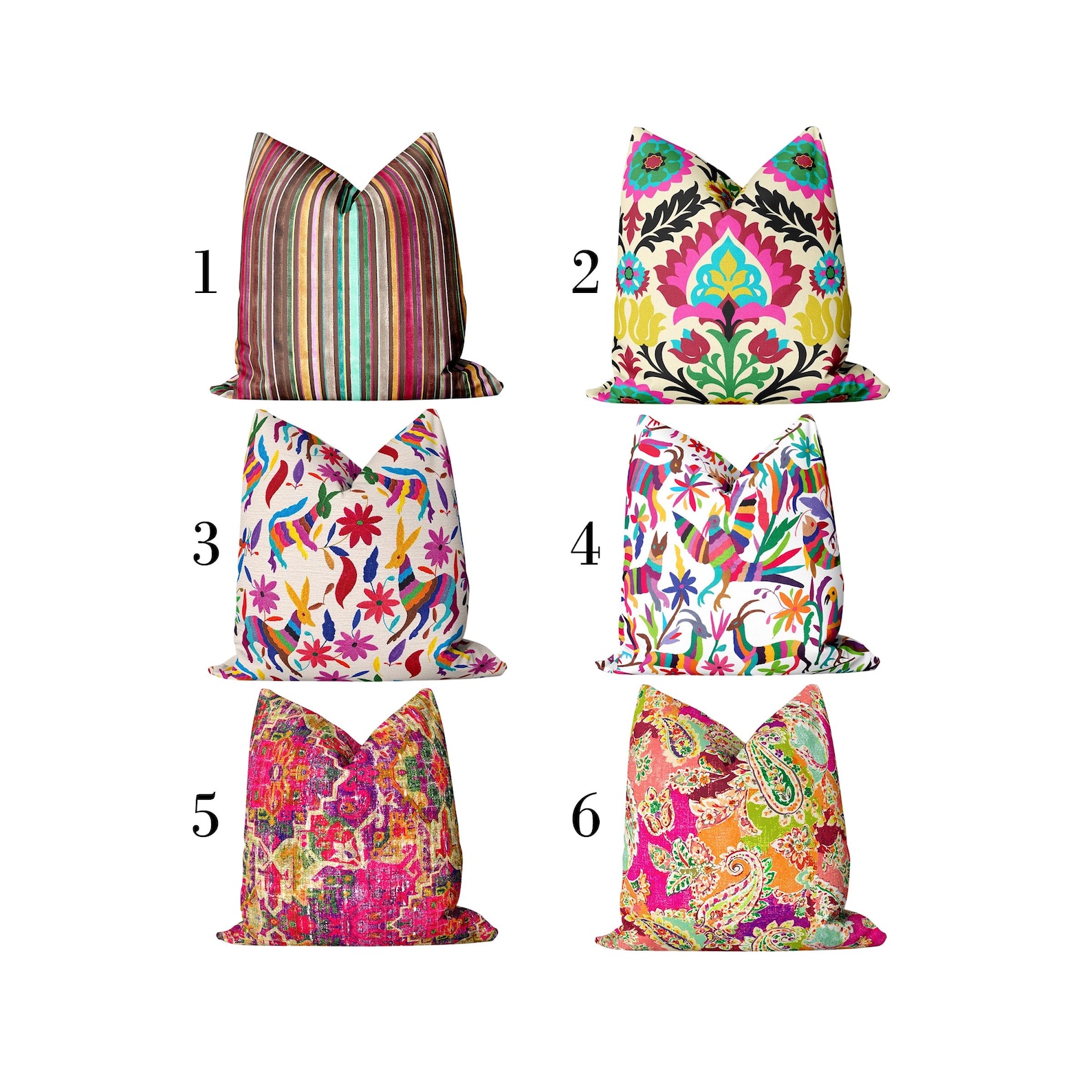 Colorful Boho Pillow Cases, Multicolor Throw Pillows With Various Sizes ...