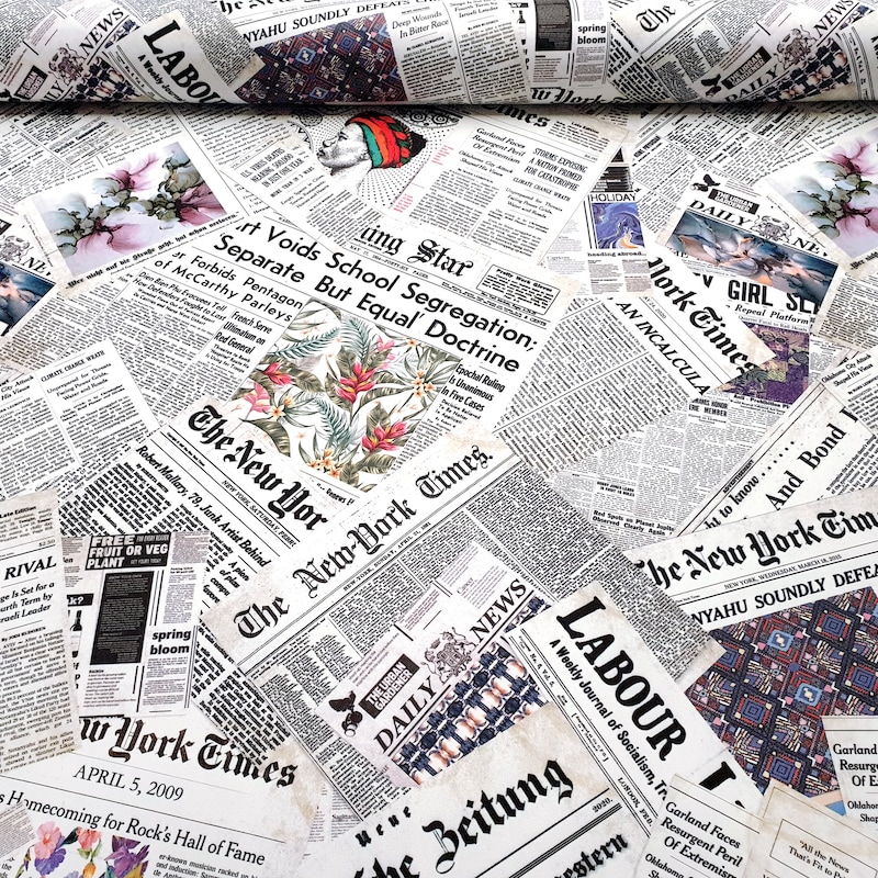 Newspaper Fabric - Etsy
