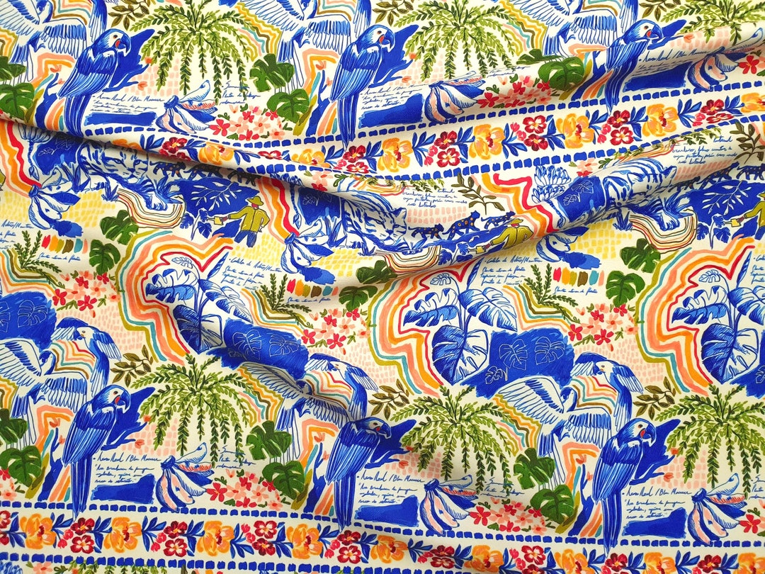 Tropical Birds Fabric: Botanical Farm Print Upholstery Fabric - Etsy
