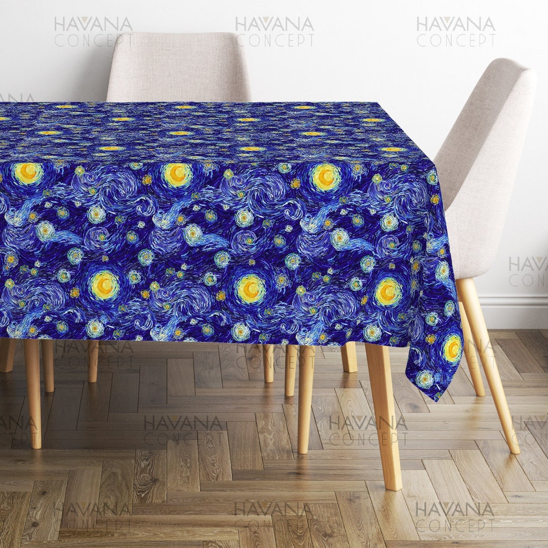 Van Gogh Starry Night Tablecloth - Impressionist Home Decor Table Linen ...