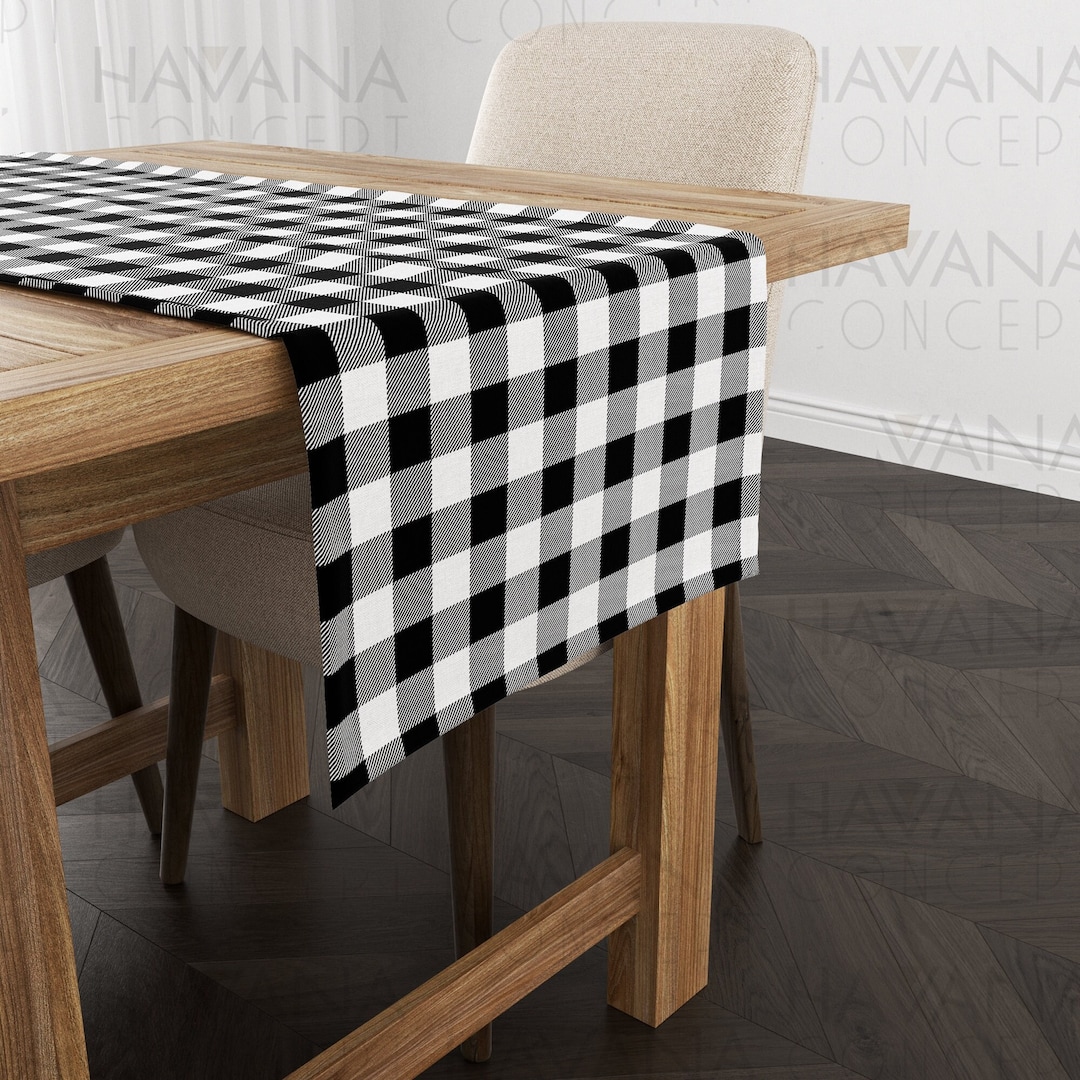 Black and White Buffalo Check Table Runner: Modern Farmhouse Gingham - Etsy