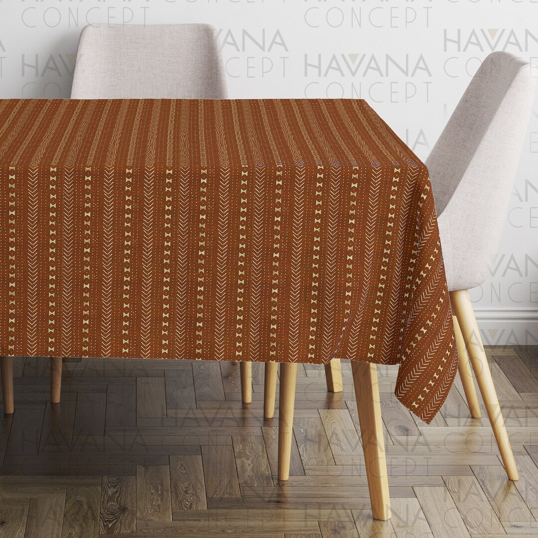 Ginger Mudcloth Print Tablecloth: Bohemian Africa Inspired Table Linens ...