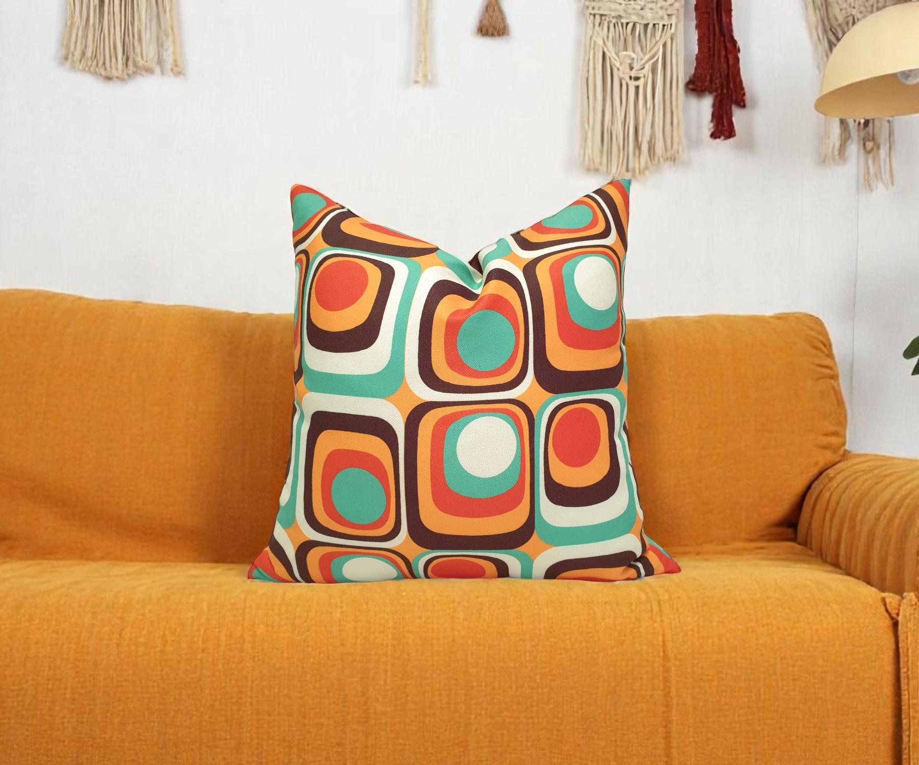 Retro Mid Century Modern Pillow Covers, 60s 70s Geometric Throw Pillow ...