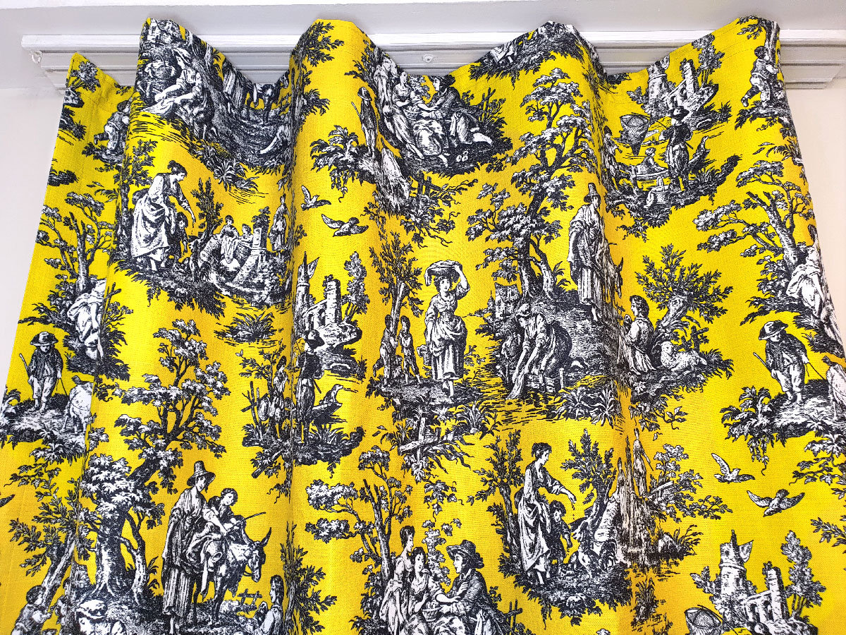 Yellow Toile De Jouy Fabric: French Art Nouveau Upholstery Fabric - Etsy