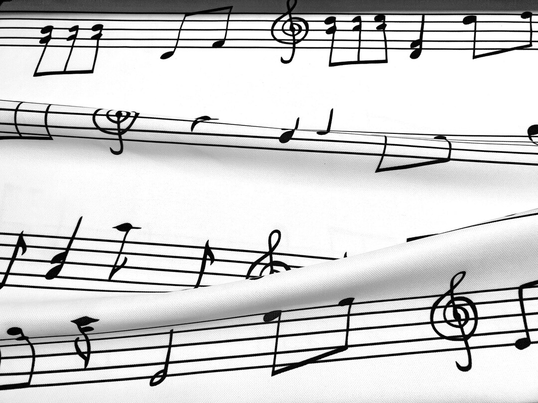 Musical Notes Fabric: Black Music Sheet on White Polyester - Etsy