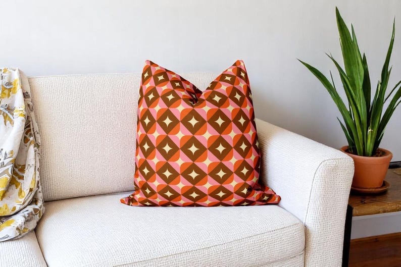 Retro Mid Century Modern Pillow Covers, 60s 70s Geometric Throw Pillow ...
