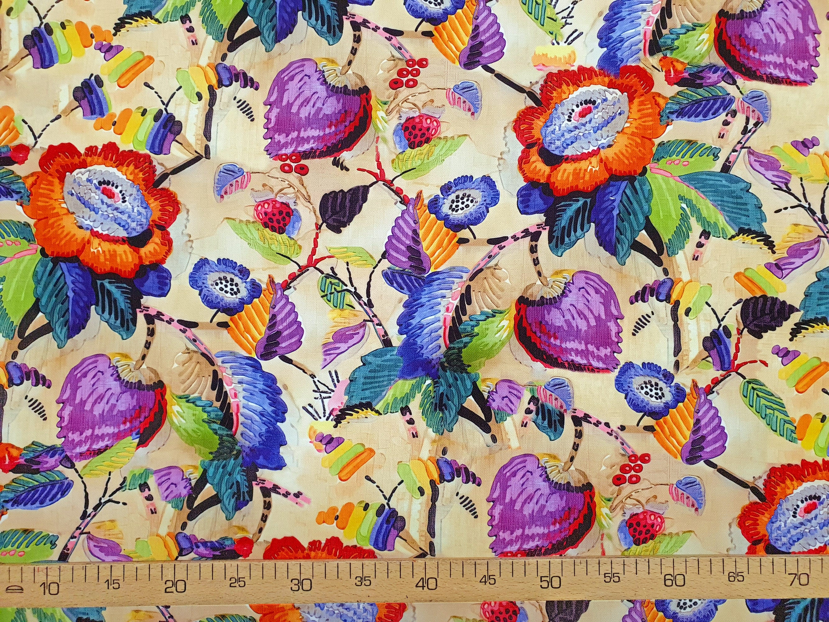 Boho Watercolor Floral Fabric by the Yard Colorful Flowers - Etsy