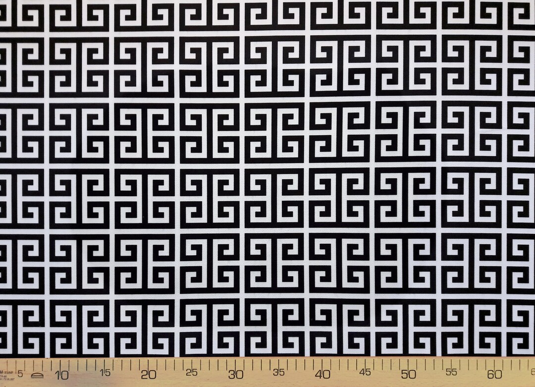 Greek Key Upholstery Fabric: Black Geometric Print by the Yard - Etsy