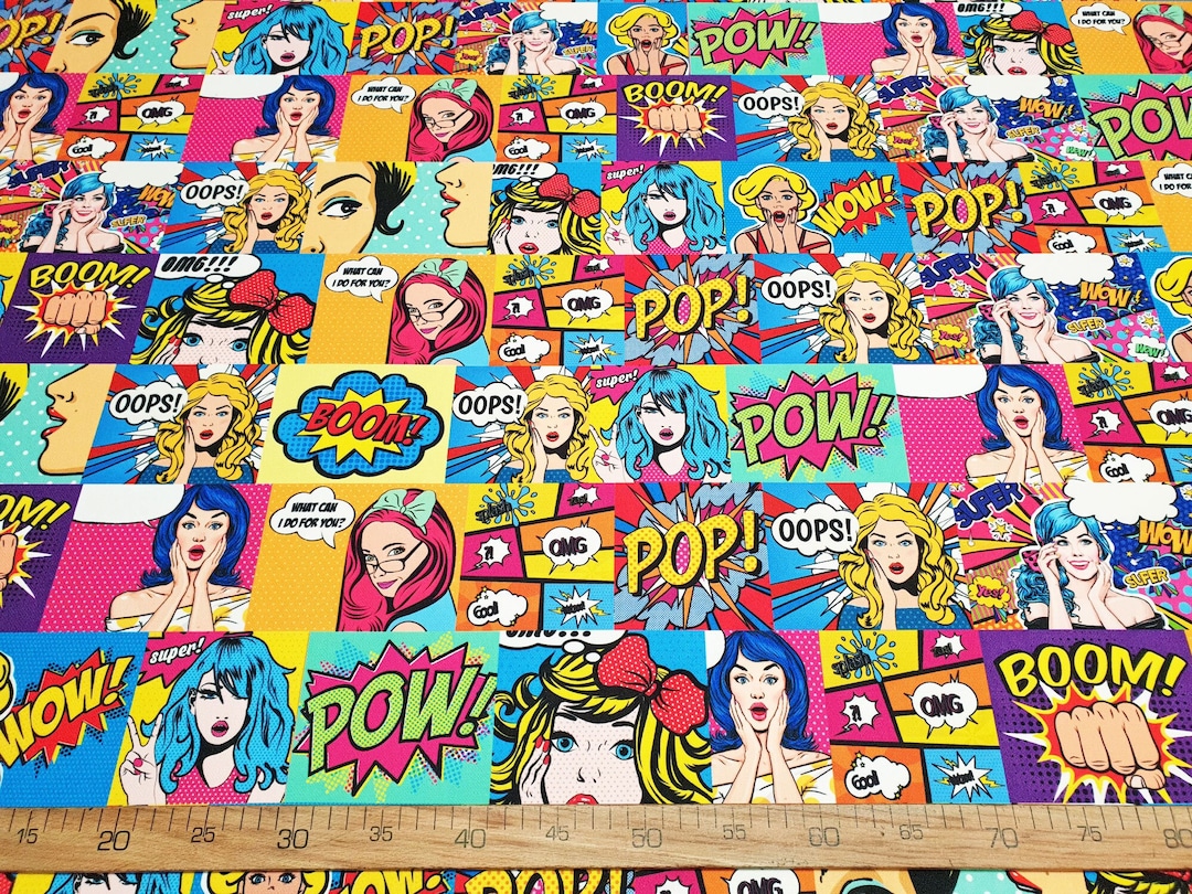 Retro Pop Art Comic Book Fabric: Upholstery & Drapery (6 1/2 Yards) - Etsy
