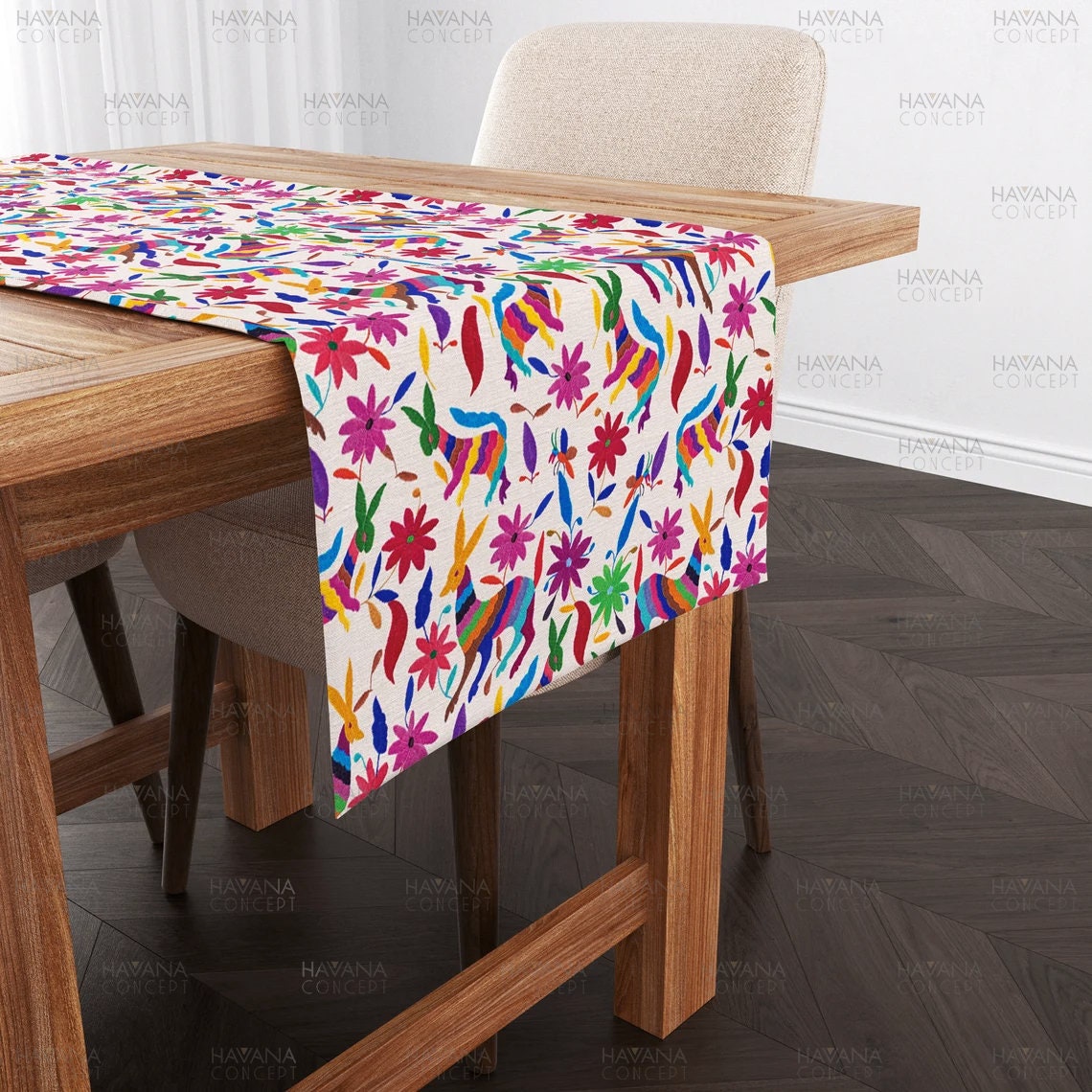 Colorful Mexican Otomi Print Table Runner: Folk Art Dining Decor - Etsy