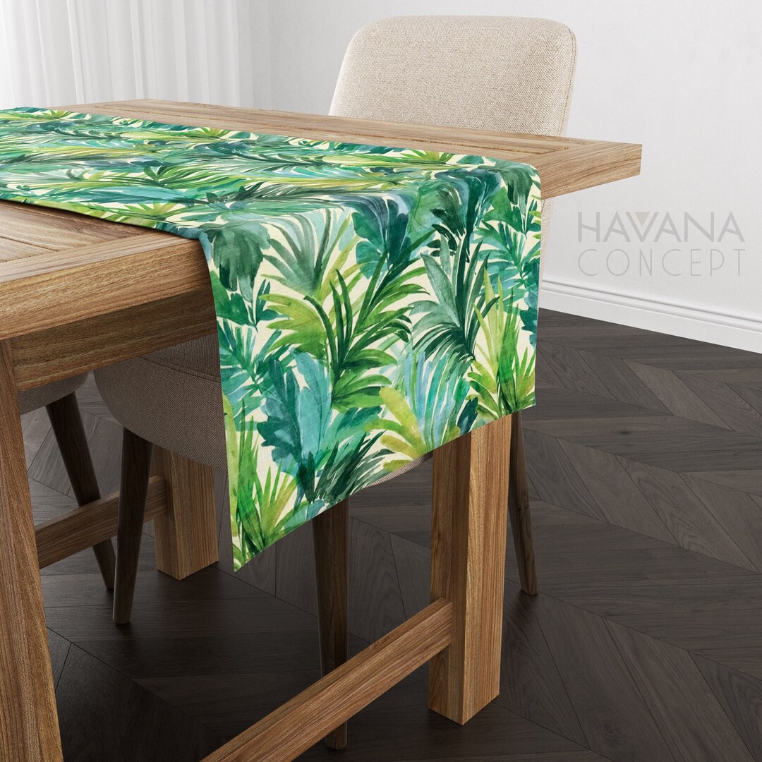Tropical Palm Leaf Table Runner: Green Botanical Decor - Etsy