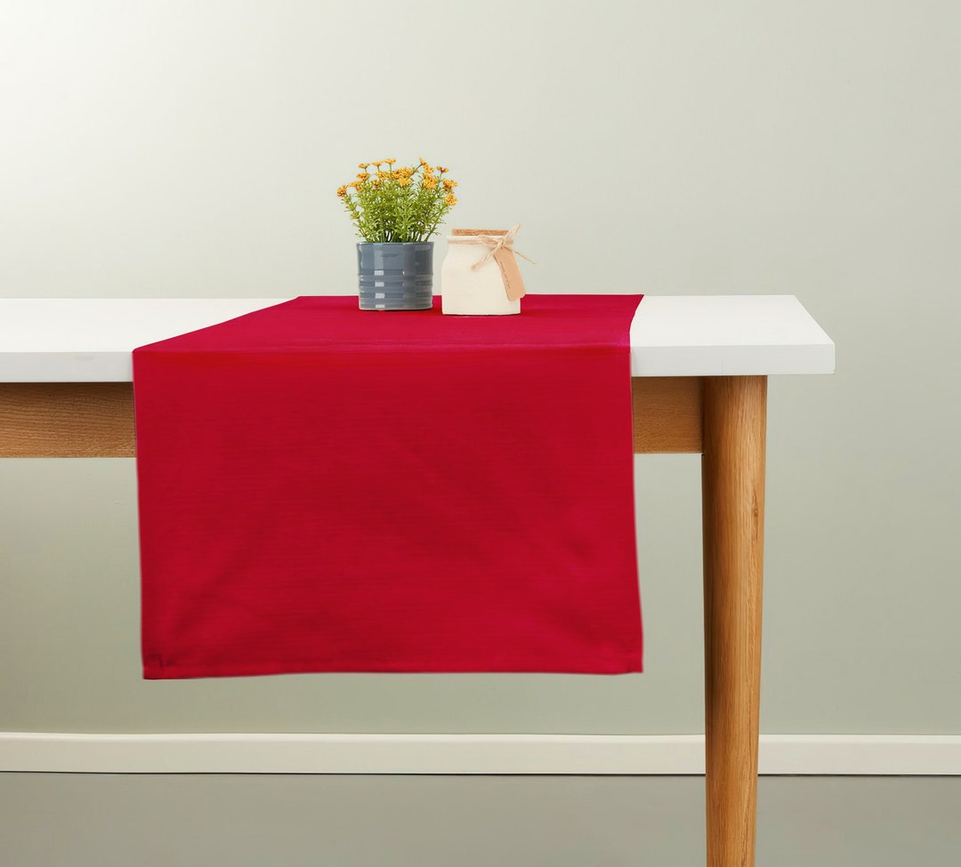 Red Christmas Table Runner - Extra Soft, Solid Red Table Centerpiece ...