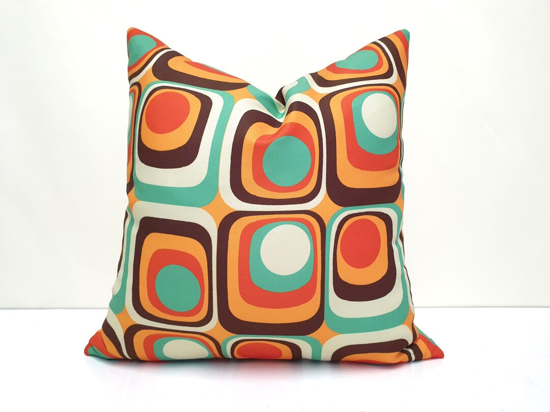 Orange Geometric Pillow Cover: 1970s Retro Home Decor - Etsy