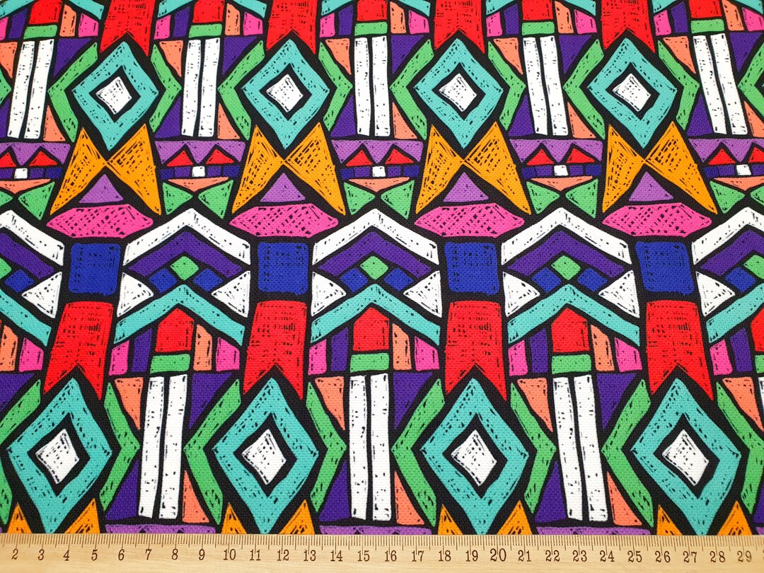 Boho Aztec Fabric: Colorful Tribal Print, Upholstery Fabric - Etsy