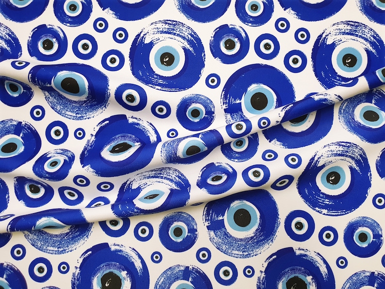 Blue Evil Eye Fabric: Amulet Decor Fabric by the Yard - Etsy Canada