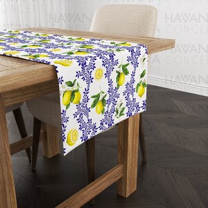 Lemon Print Table Runner: Italian Majolica Floral Dining Decor - Etsy