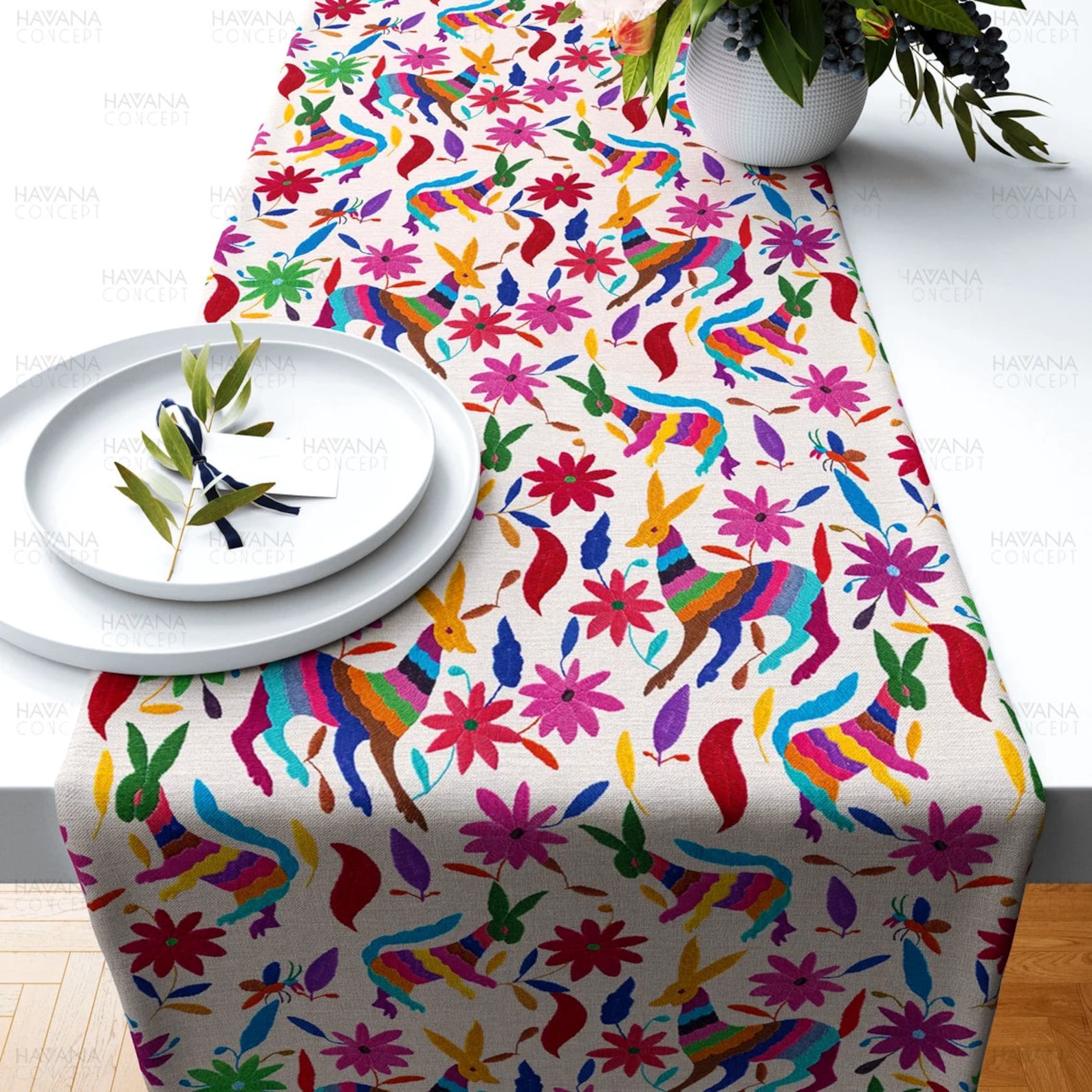 Colorful Mexican Otomi Print Table Runner Various Sizes - Etsy
