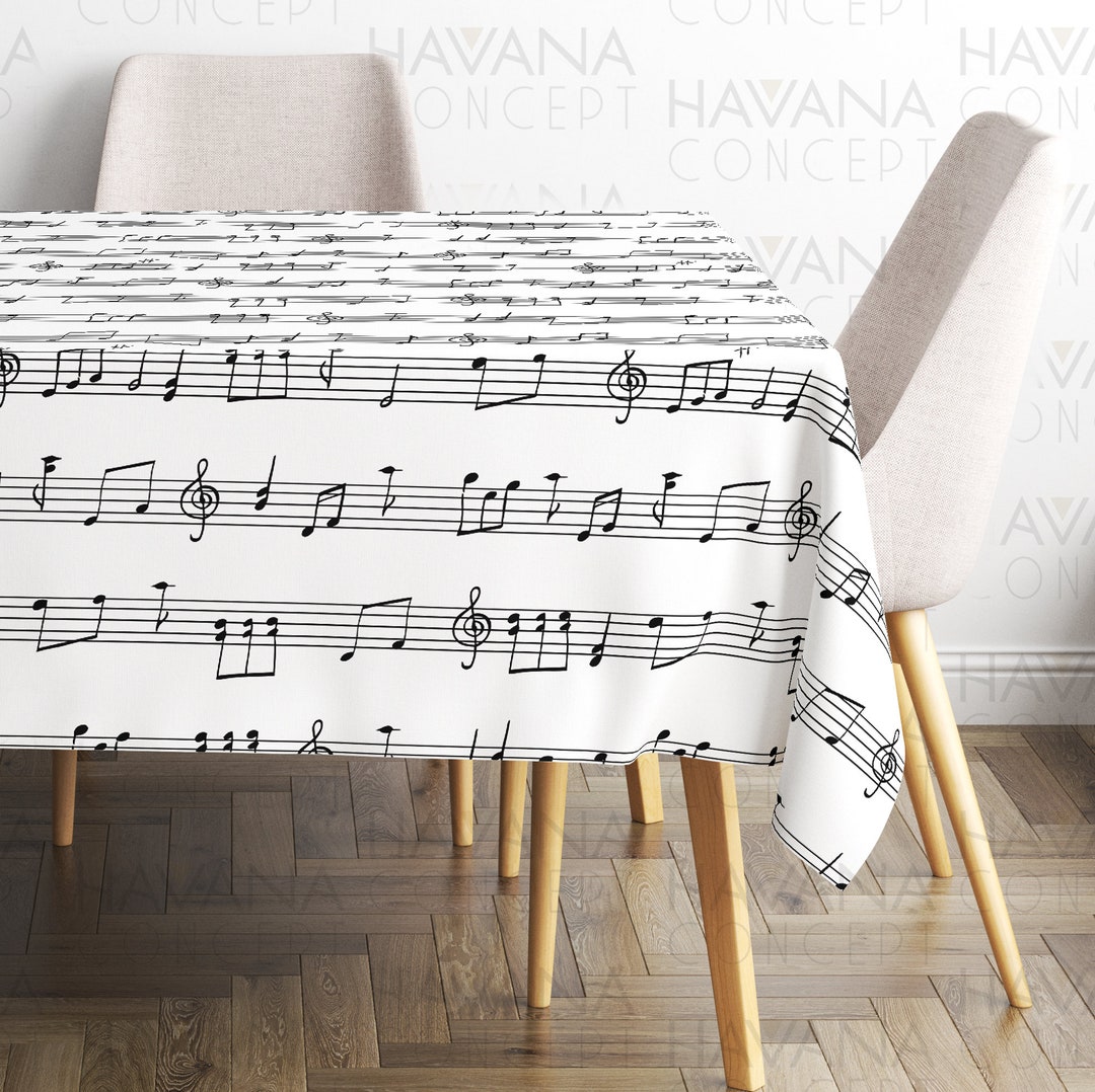 Musical Notes Tablecloth: Black and White Music Art Print - Etsy