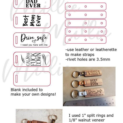 Leather Keychain Template for Laser Cutting - Etsy