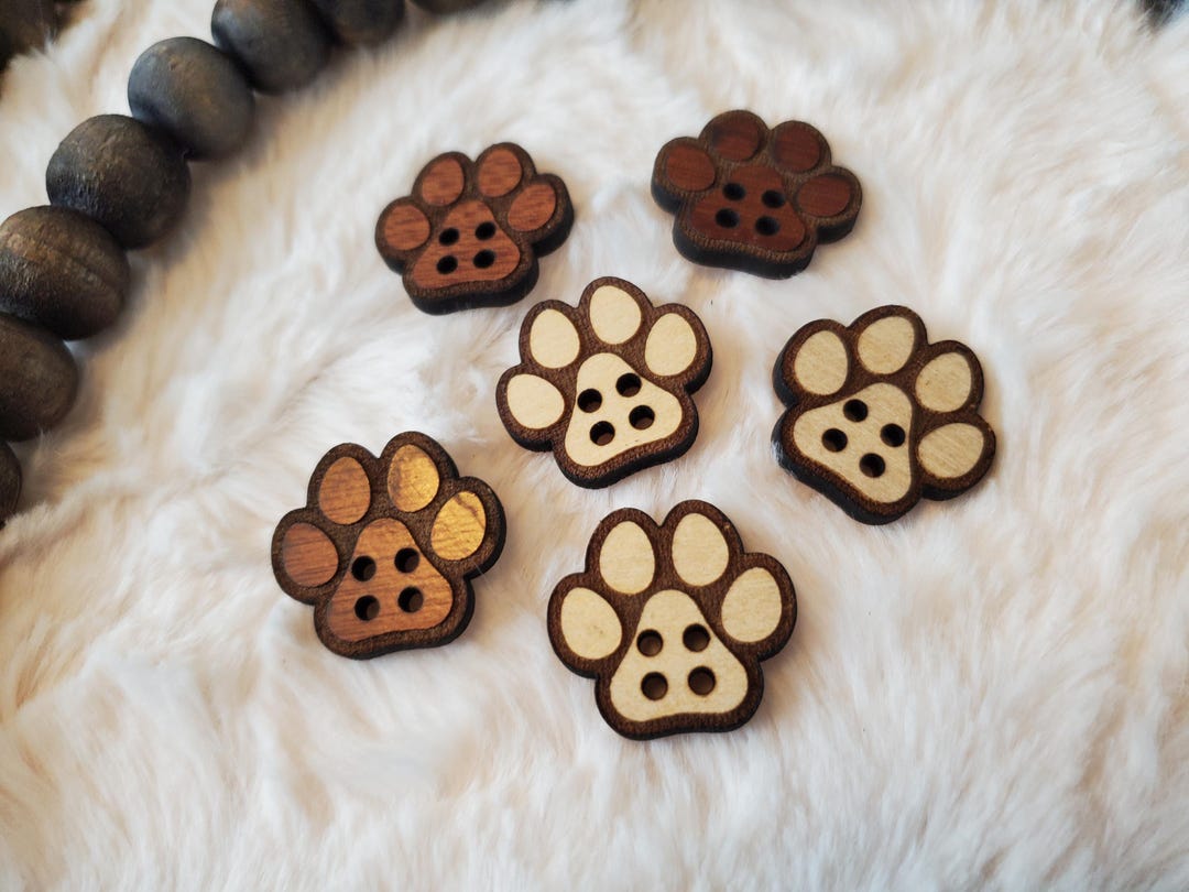 READY to Ship 1" Wide Wooden Paw Buttons in Gorgeous Sapele or Maple ...