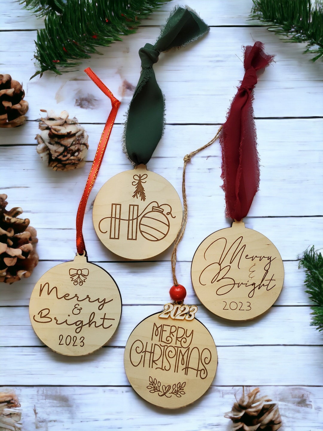 SVG Files - Bundle of 4 Christmas Ornaments - Merry and Bright X 2 ...