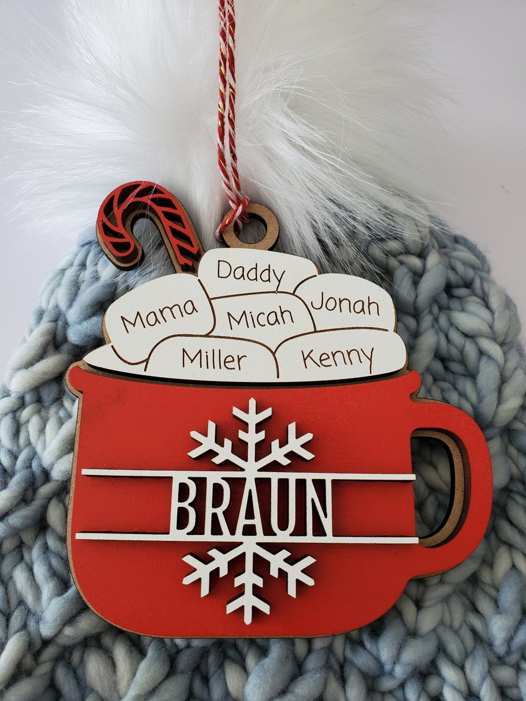 Custom Family Hot Cocoa and Marshmallow Christmas Ornament 1 to 11 ...