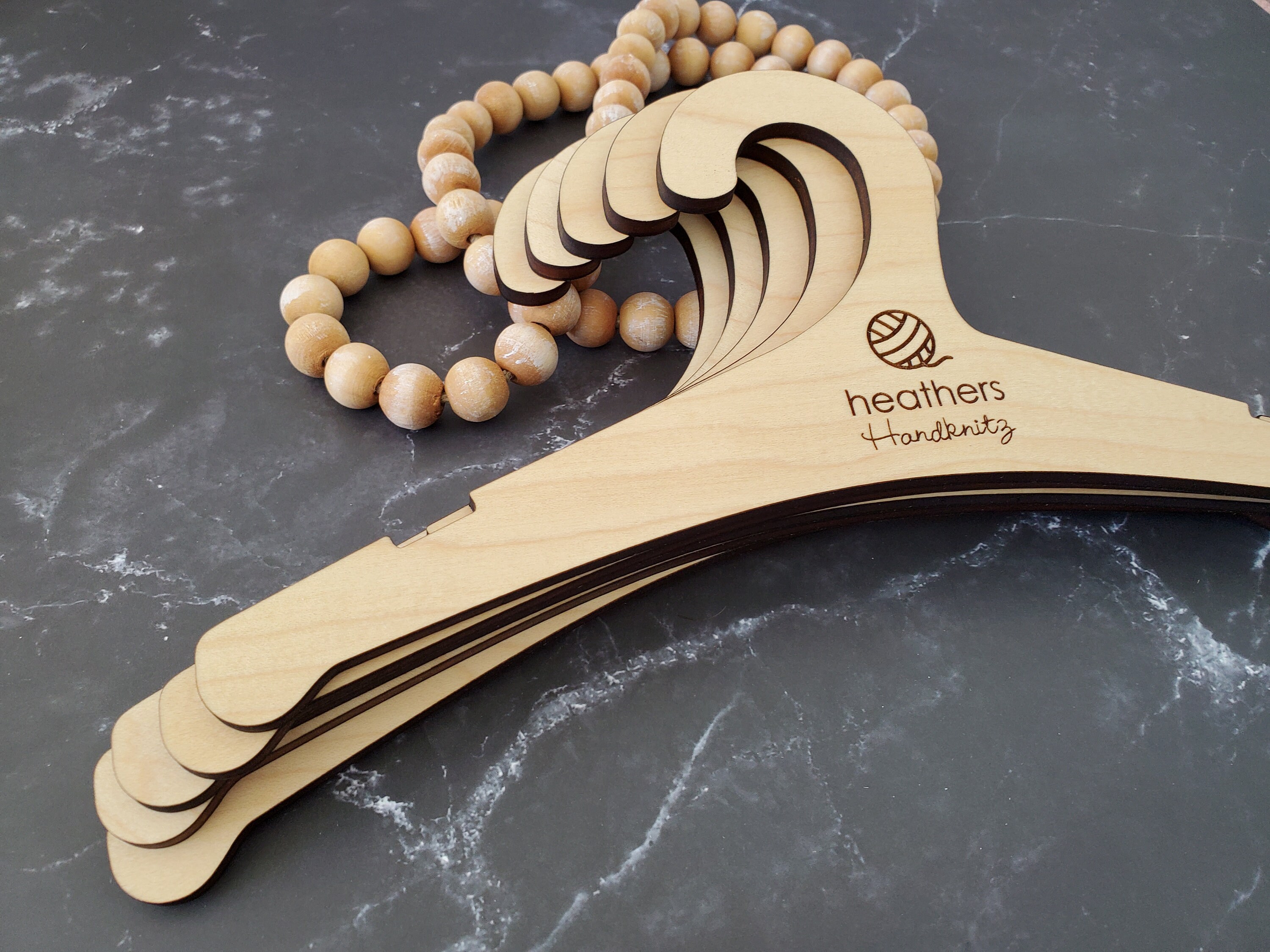 Custom LOGO or Name Wooden Hangers Perfect for Displaying Knitted or ...