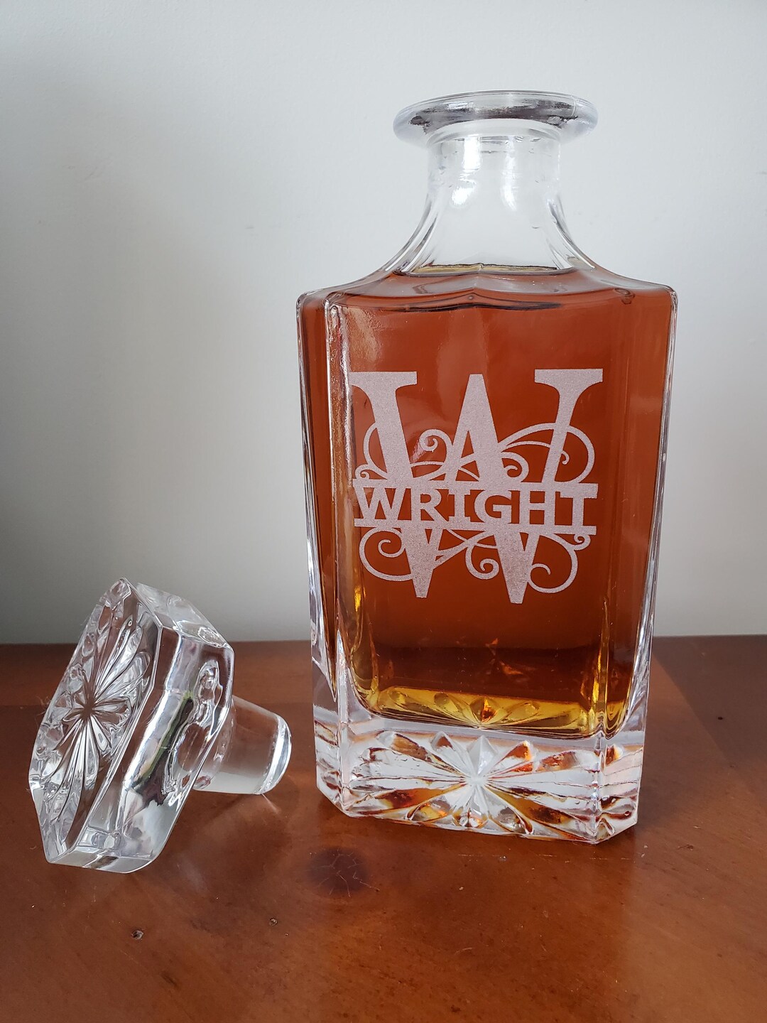Monogrammed 26oz (750ml) CRYSTAL Decanter - Amazing Gift for Retirement ...