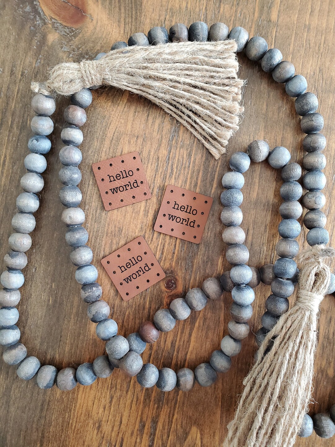 Hello World Rawhide Vegan Leather Labels 1.5 X 1.5 Square Round Corners ...