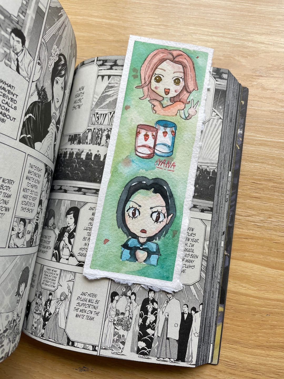 Nana Hachi Anime Watercolor Original Bookmark, Strawberry Cups From ...