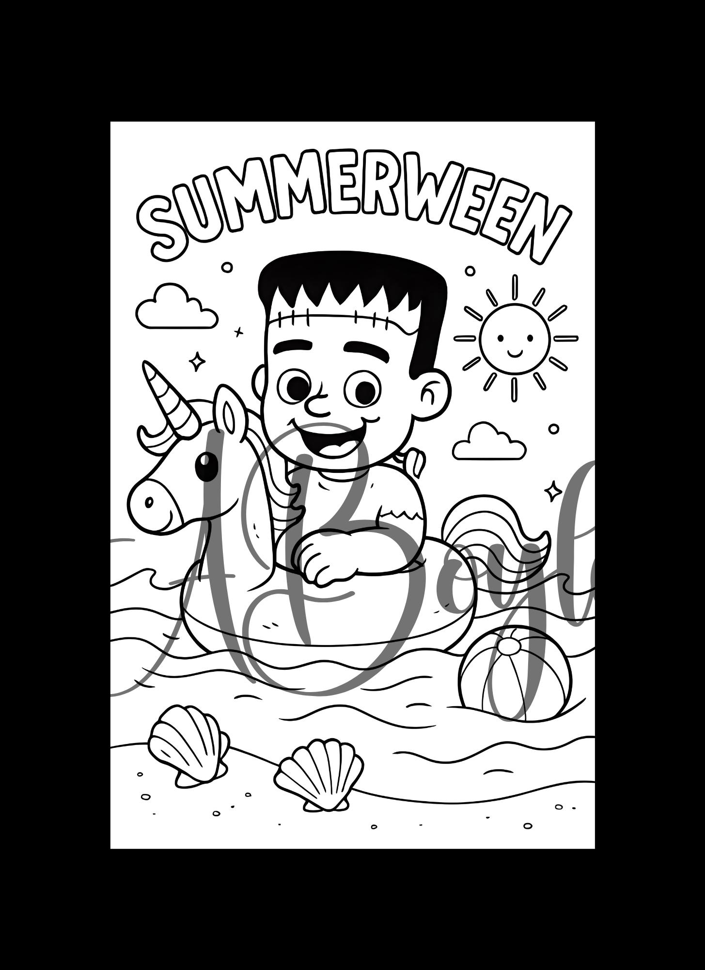 Summerween Coloring Pages: Halloween Summer Designs (digital Download ...