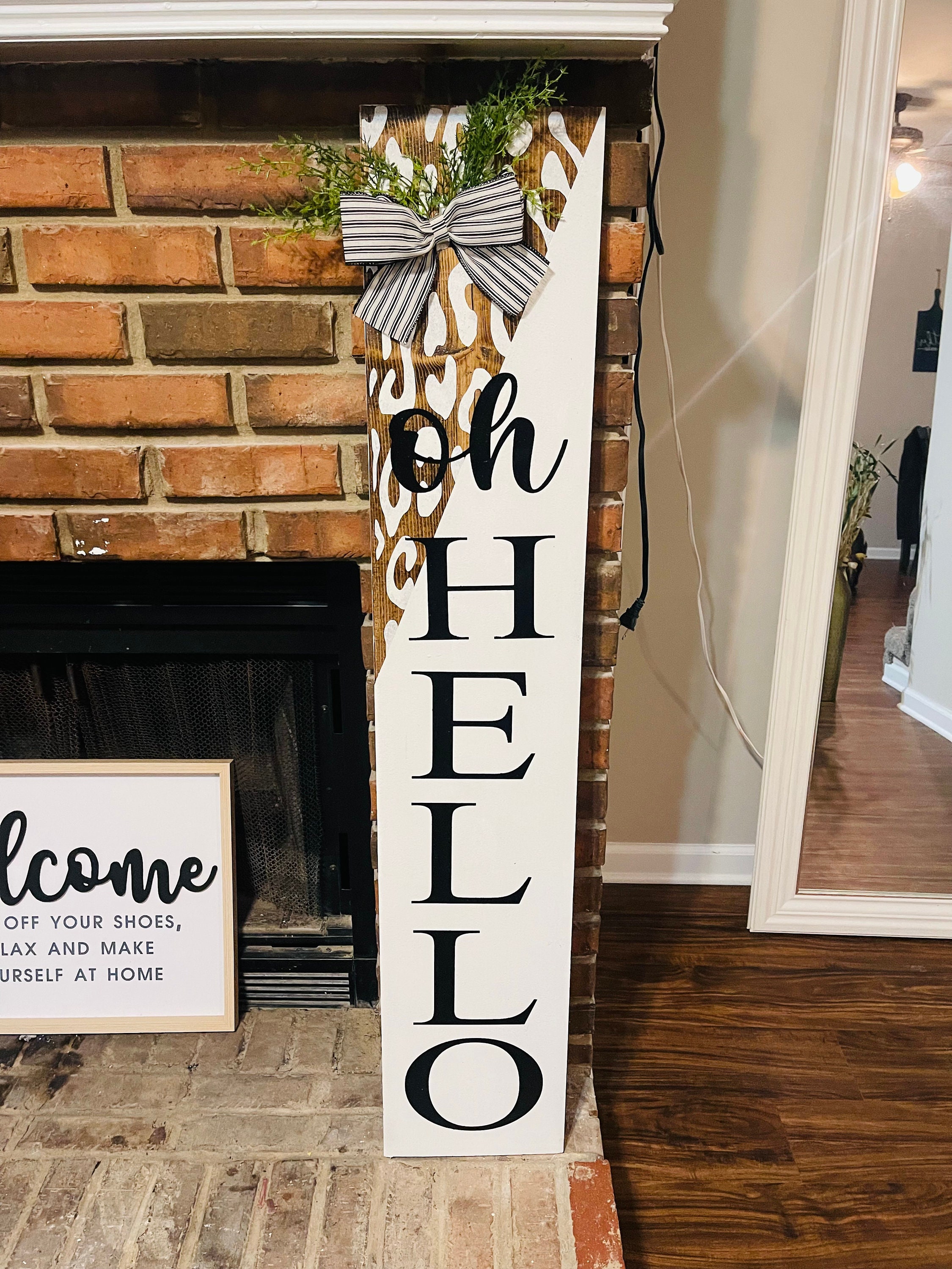 Oh HELLO Porch Sign (cheetah Print) - Etsy