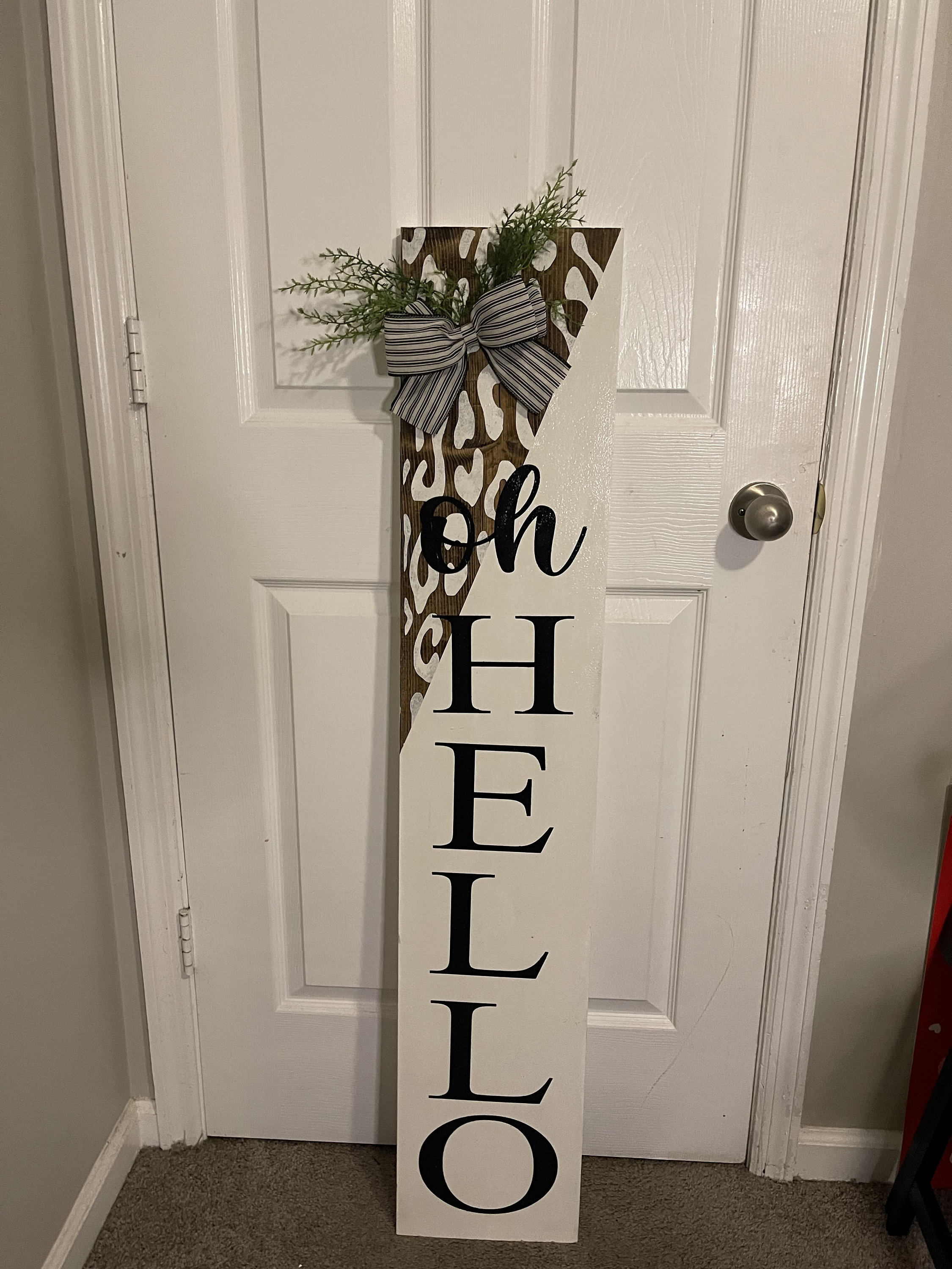 Oh HELLO Porch Sign (cheetah Print) - Etsy